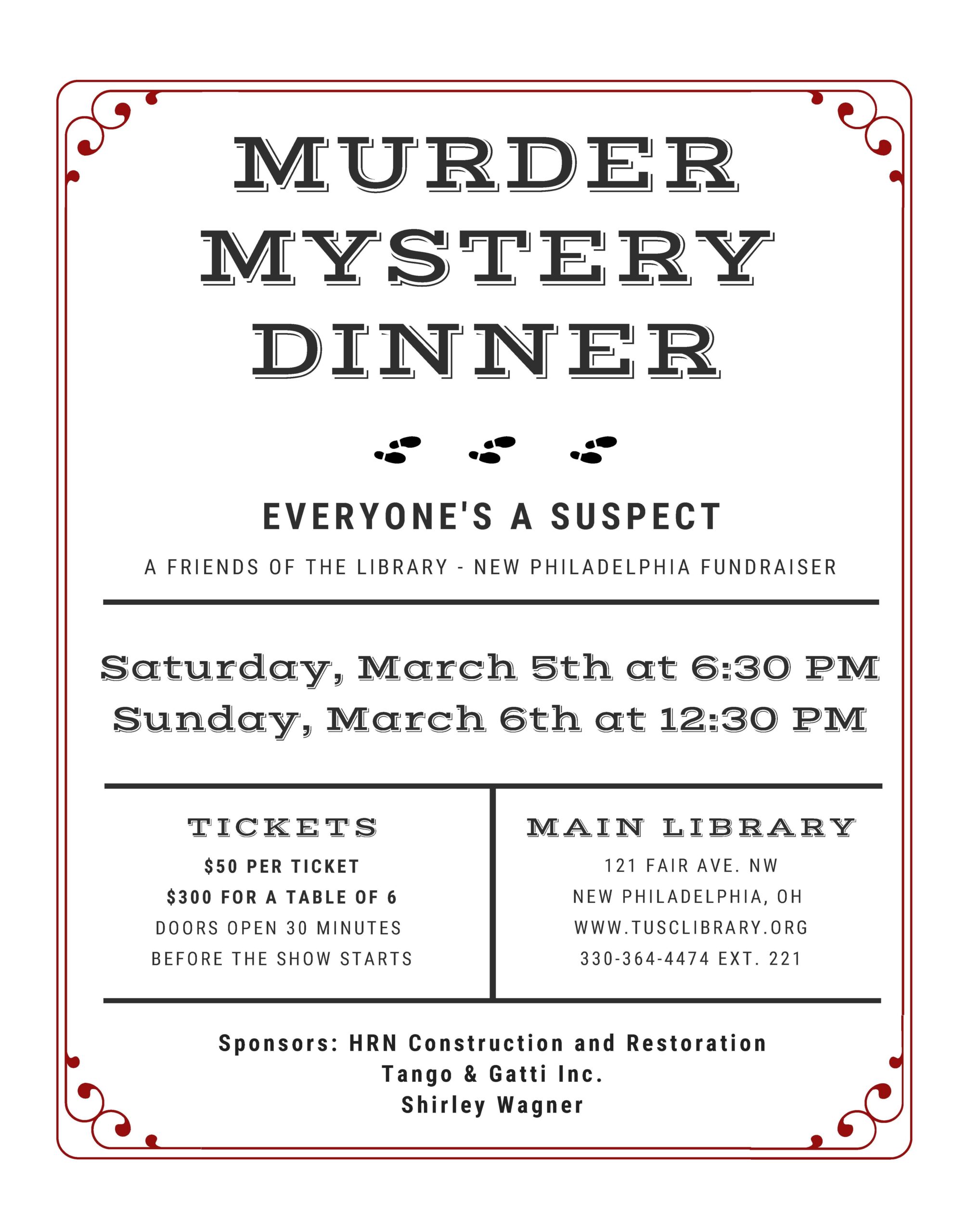 Murder Mystery Dinner at Main Library - WJER Radio 100.9FM & 1450AM